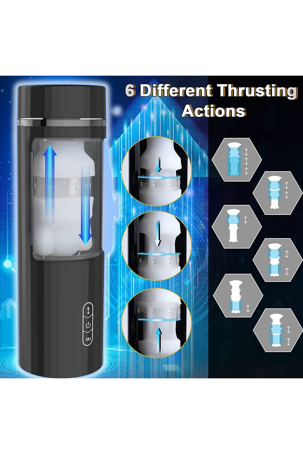 Blowjob Machine Male Masturbator with 6 Thrusts& Suctions 7 Vibrations Hands Free Thrusting Male ...